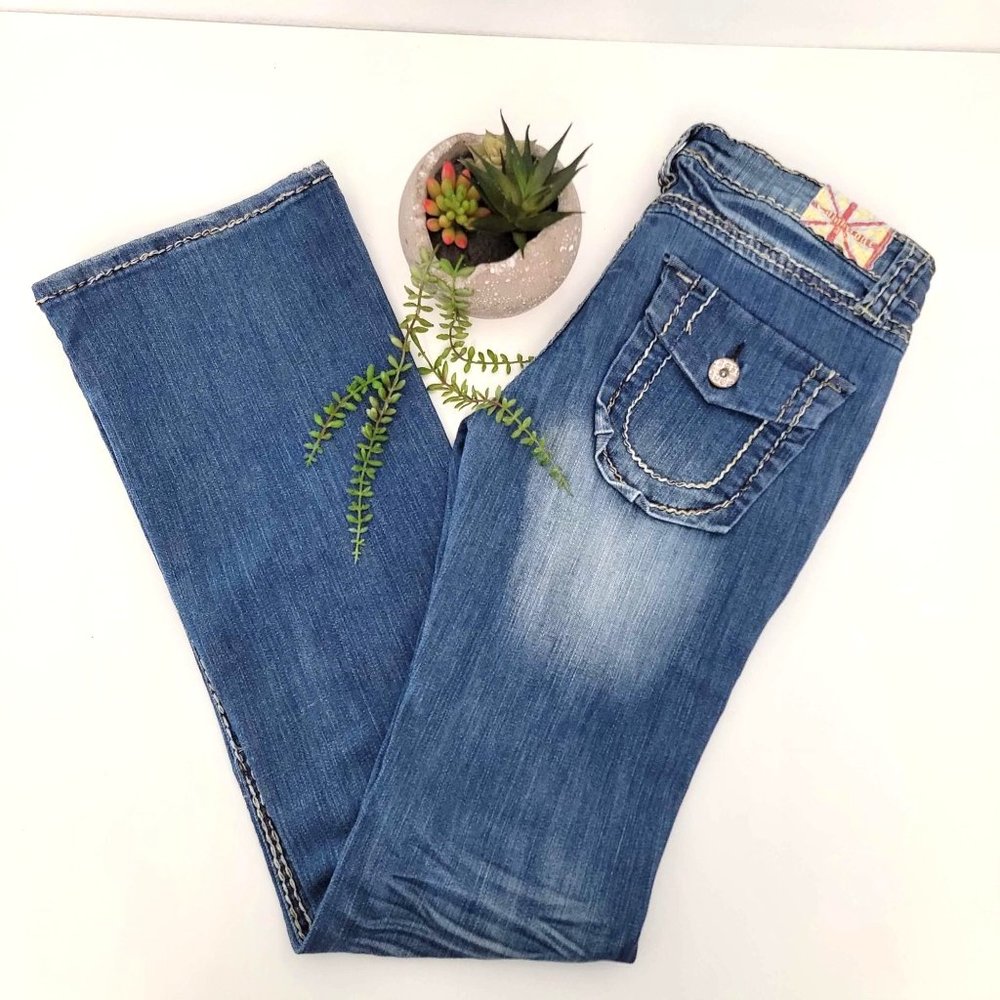 Cambridge Jeans Flap Pocket Wide Stitch Bootcut Destr… - Gem